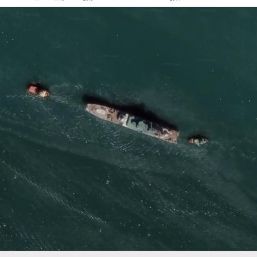 Ukrainian Ropucha-class landing ship under tow in Sevastopol, Ukraine ...