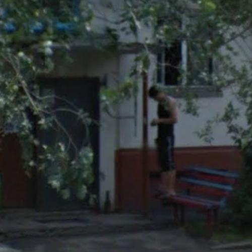 Standing on the bench in Biysk, Russian Federation (Google Maps)