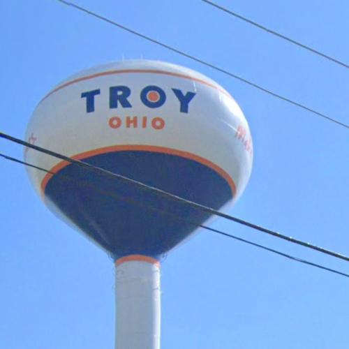 Troy water tower in Troy, OH (Google Maps)