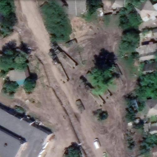 Russian tank transporter trucks in Rubizhne, Ukraine (Google Maps)