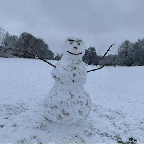 Snowman with prominent eyebrows in Shirley, United Kingdom - Virtual ...