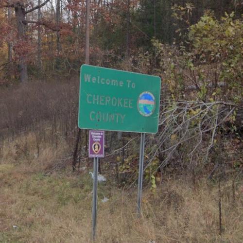 Welcome to Cherokee County sign in Murphy, NC (Google Maps)