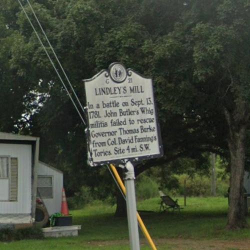 Lindley's Mill marker in Burlington, NC (Google Maps)