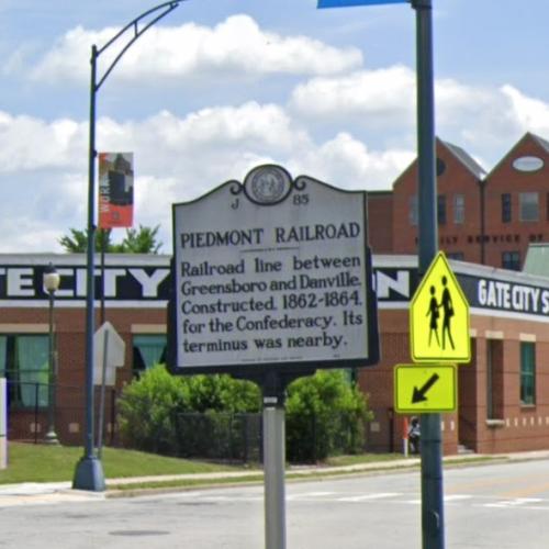 Piedmont Railroad marker in Greensboro, NC (Google Maps)