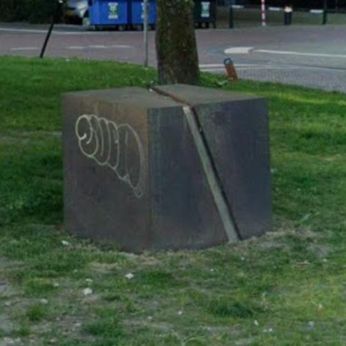 'Doorsneden Kubus' by Gerard Walraeven in Arnhem, Netherlands (Google Maps)