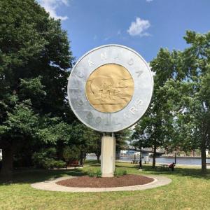 Giant $2 Coin in Campbellford, Canada - Virtual Globetrotting