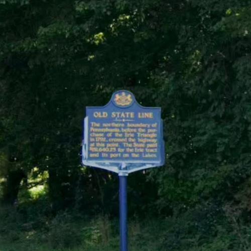 Old State Line marker in North Springfield, PA (Google Maps)